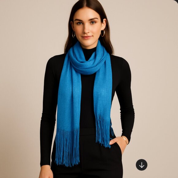 Kimberly C. | Accessories | Kimberly C Metallic Blue Fringe Scarf ...